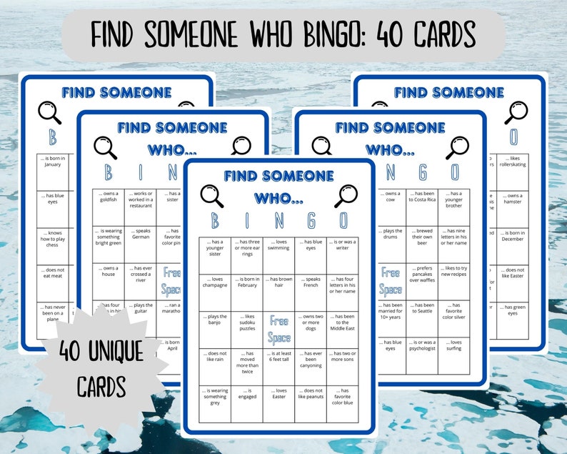 40 Find Someone Who Bingo Cards Office Bingo Find the Guest Find the ...