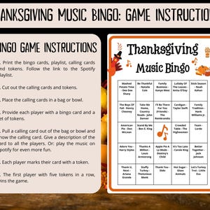 Thanksgiving Music Bingo - 80 Bingo Cards - Printable Thanksgiving Game ...