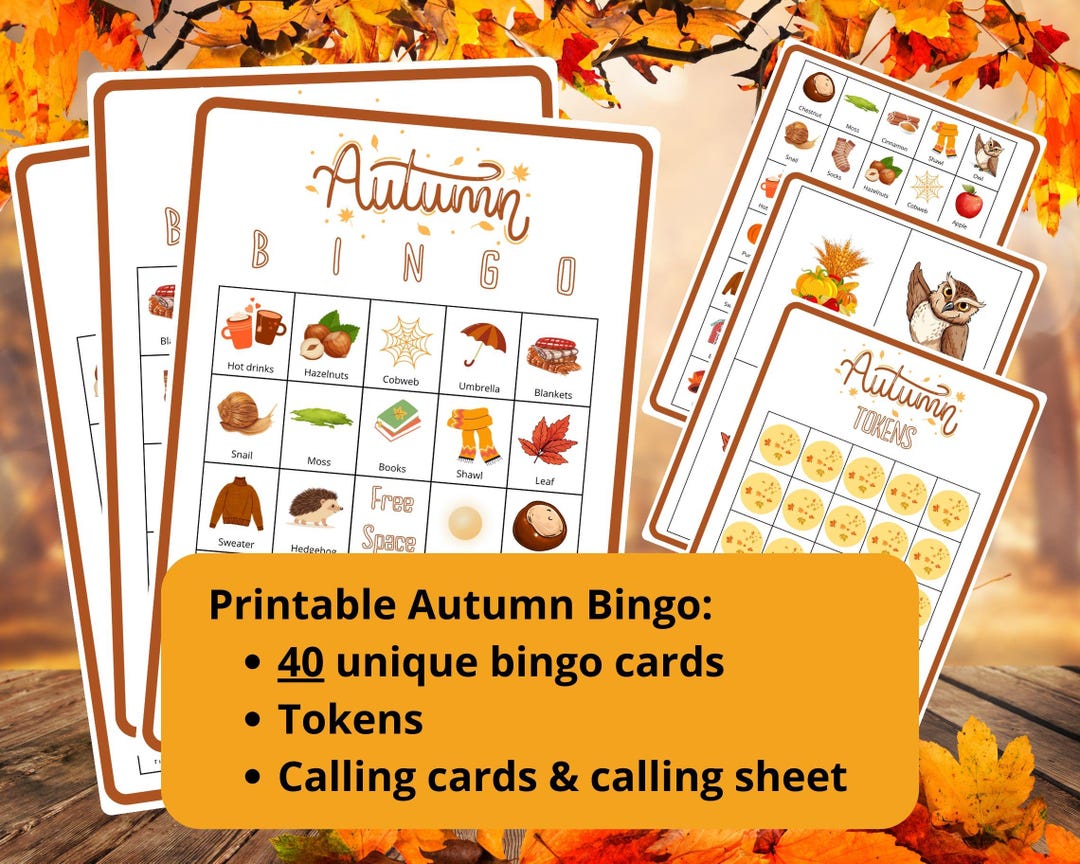 40 Autumn Bingo Cards Printable Autumn Bingo Kids Autumn Activities ...