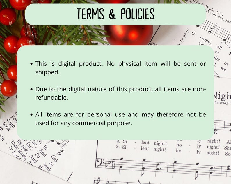 20 Christmas Carol Music Bingo Cards - Christmas Bingo - Family Reunion ...