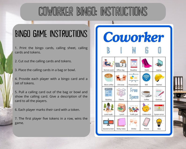 20 Coworker Office Bingo Cards Coworker Bingo Team Building Activities ...