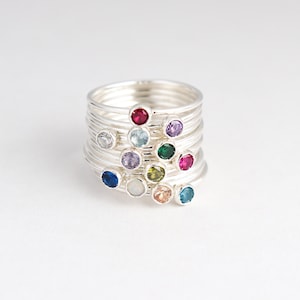 Birthstone Ring. ONE Stackable Birthstone Gemstone Ring. Sterling ...