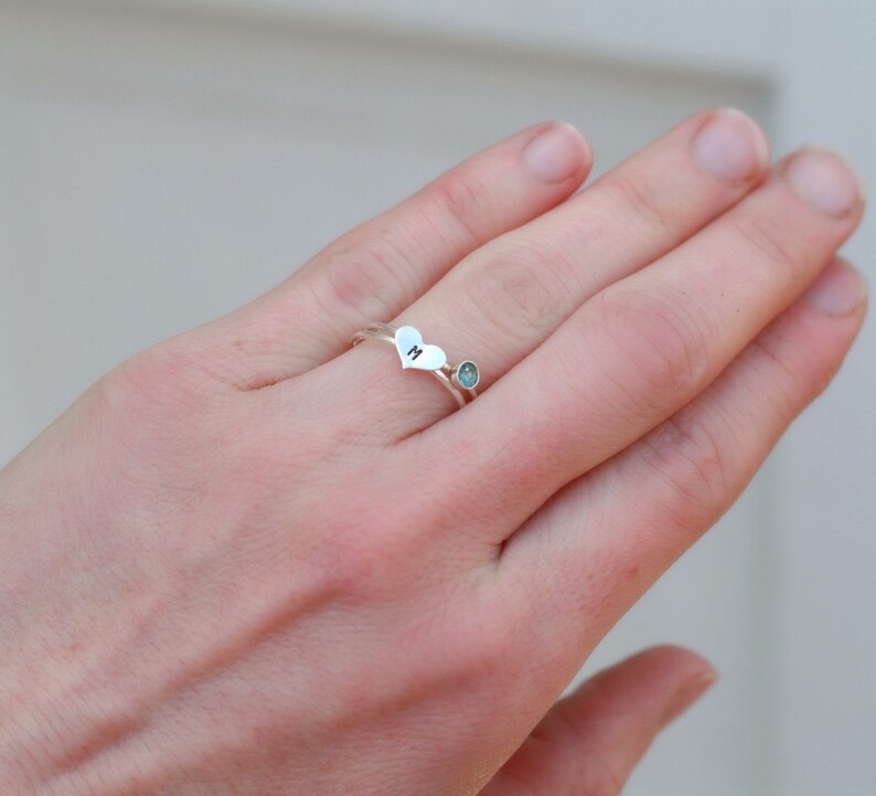 Personalized GOLD heart ring. initial ring. YELLOW gold best | Etsy