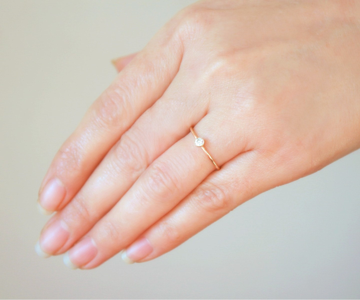 Stackable Round Turquoise Ring. ONE Petite Mother's Birthstone Ring in ...