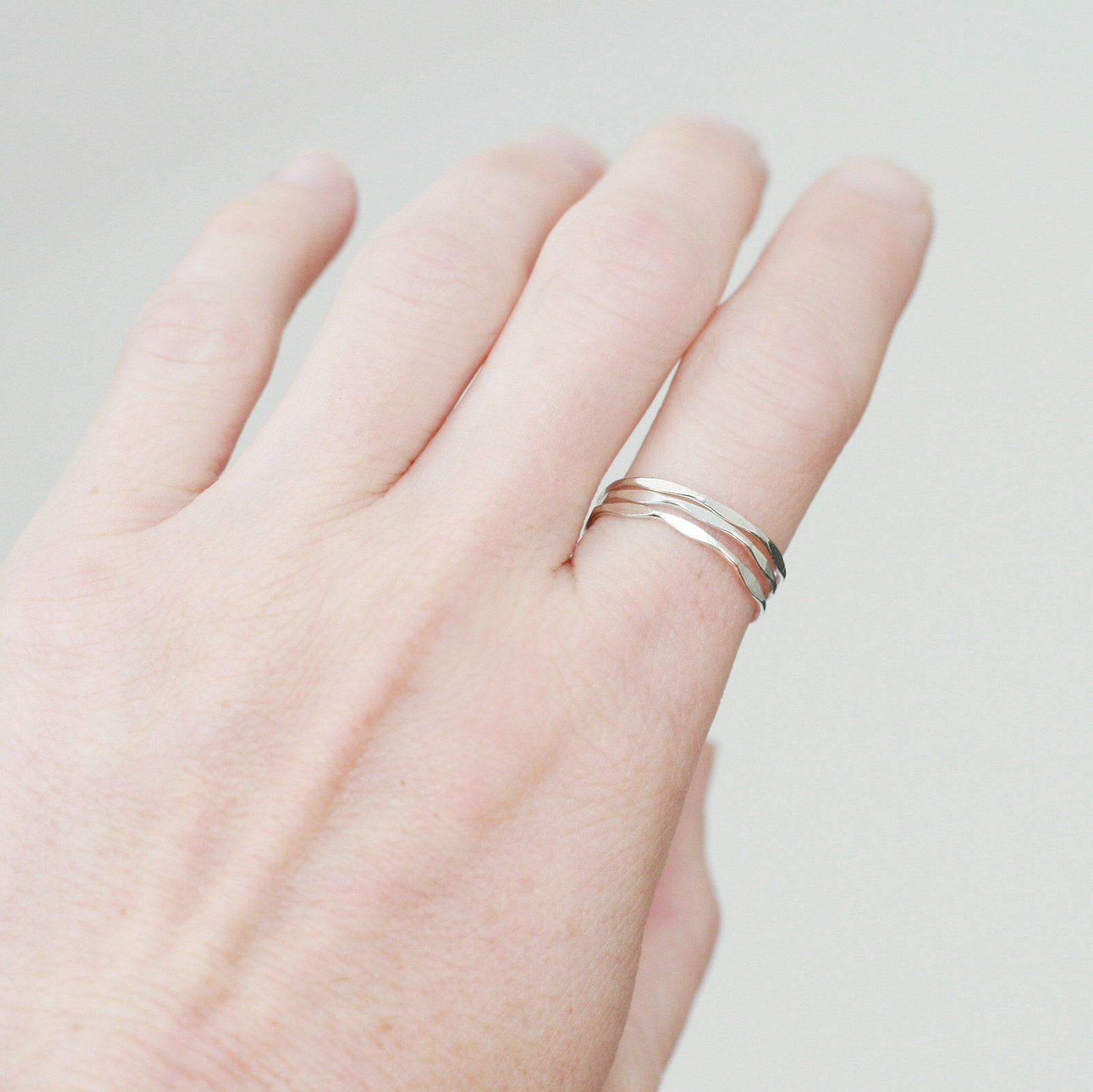 Stacking Rings. Sterling Silver. Super Skinny Set of THREE. - Etsy