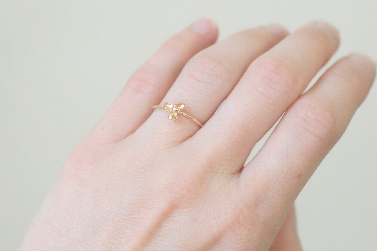 Gold Hydrangea Ring. Stacking Ring. Minimalist SOLID 14k Gold | Etsy