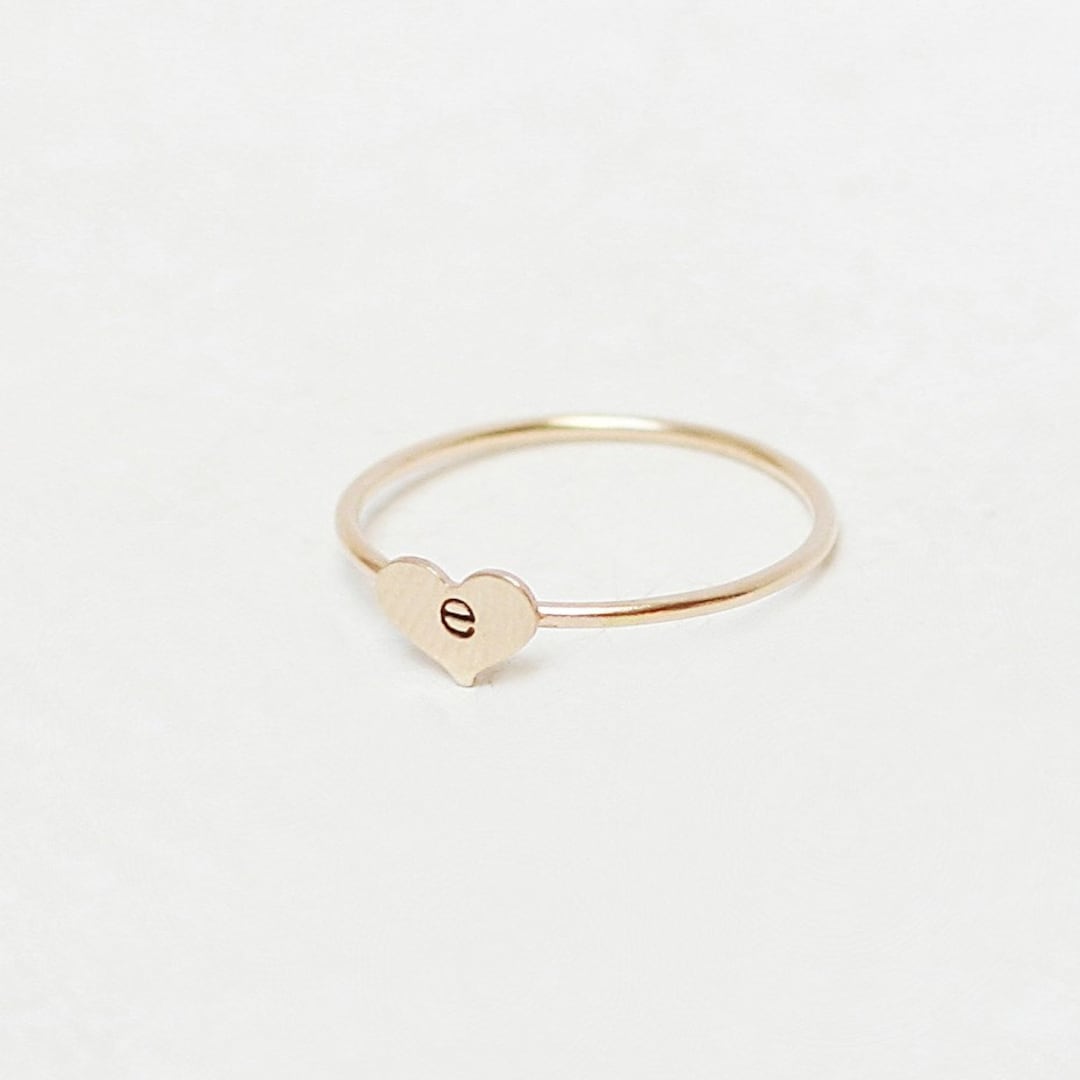 Personalized GOLD Heart Ring. Initial Ring. YELLOW Gold Best Friends ...