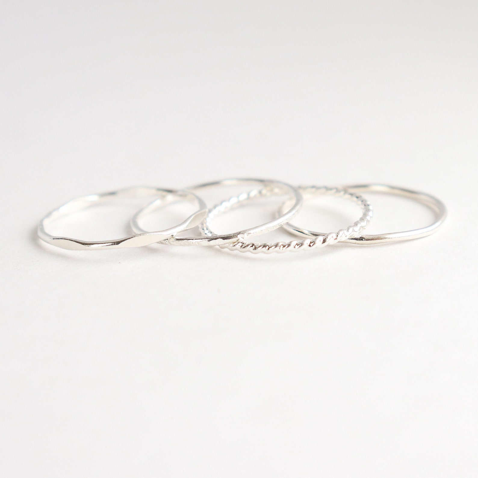 SILVER Stacking Rings. SET of Four Sterling Silver Rings. - Etsy