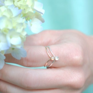 Stackable Ring. GOLD Chevron Ring. Birthstone Ring. Stack Ring. ONE Modern Minimalist Stackable ...