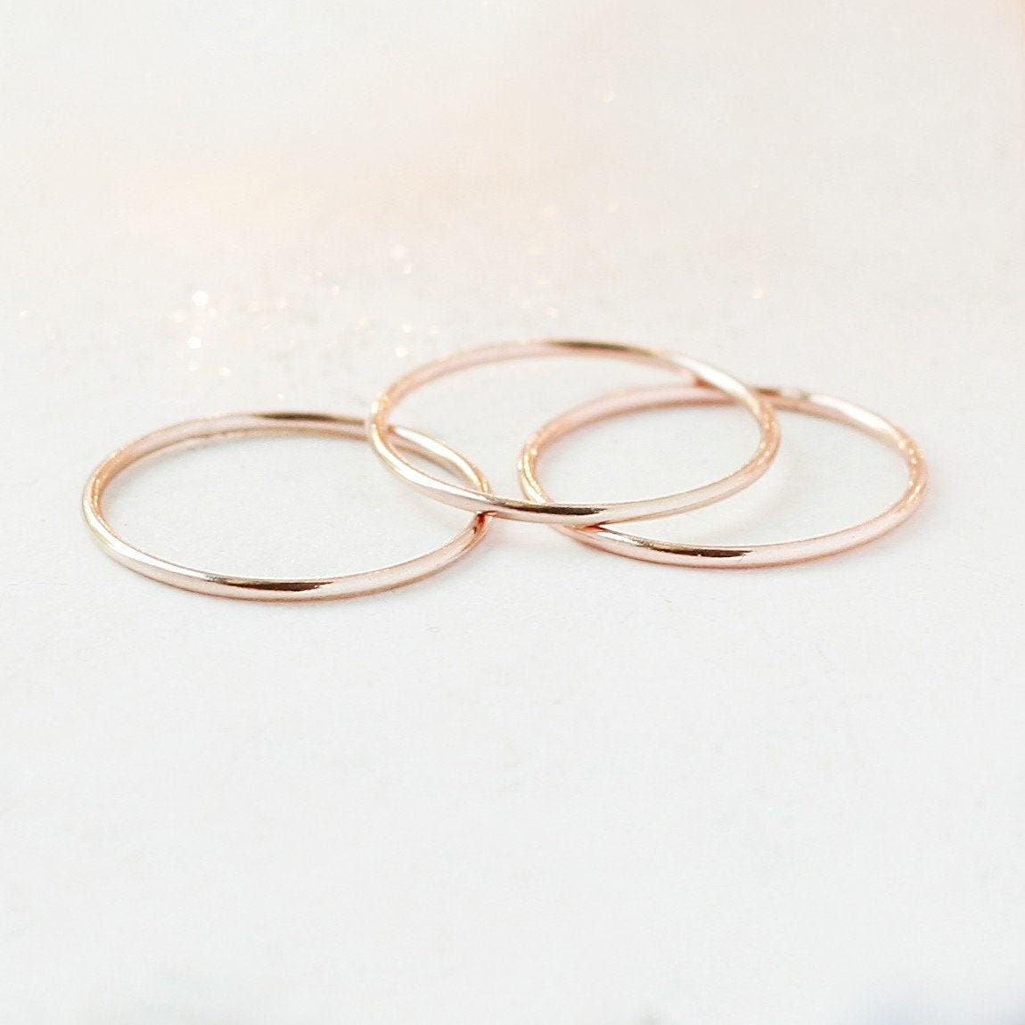 ROSE gold stacking rings set. THREE smooth 14k gold filled | Etsy