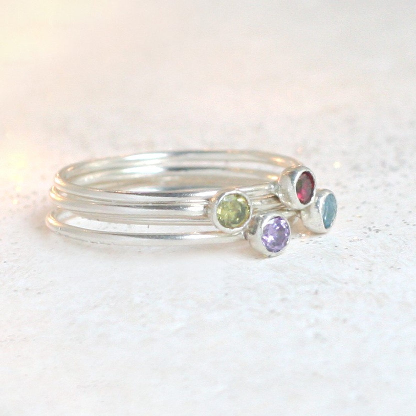 Birthstone ring. ONE stackable birthstone gemstone ring. | Etsy Birthstone ring. ONE stackable birthstone gemstone ring. | Etsy