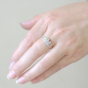 Birthstone Ring. ONE Stackable Birthstone Gemstone Ring. Sterling ...