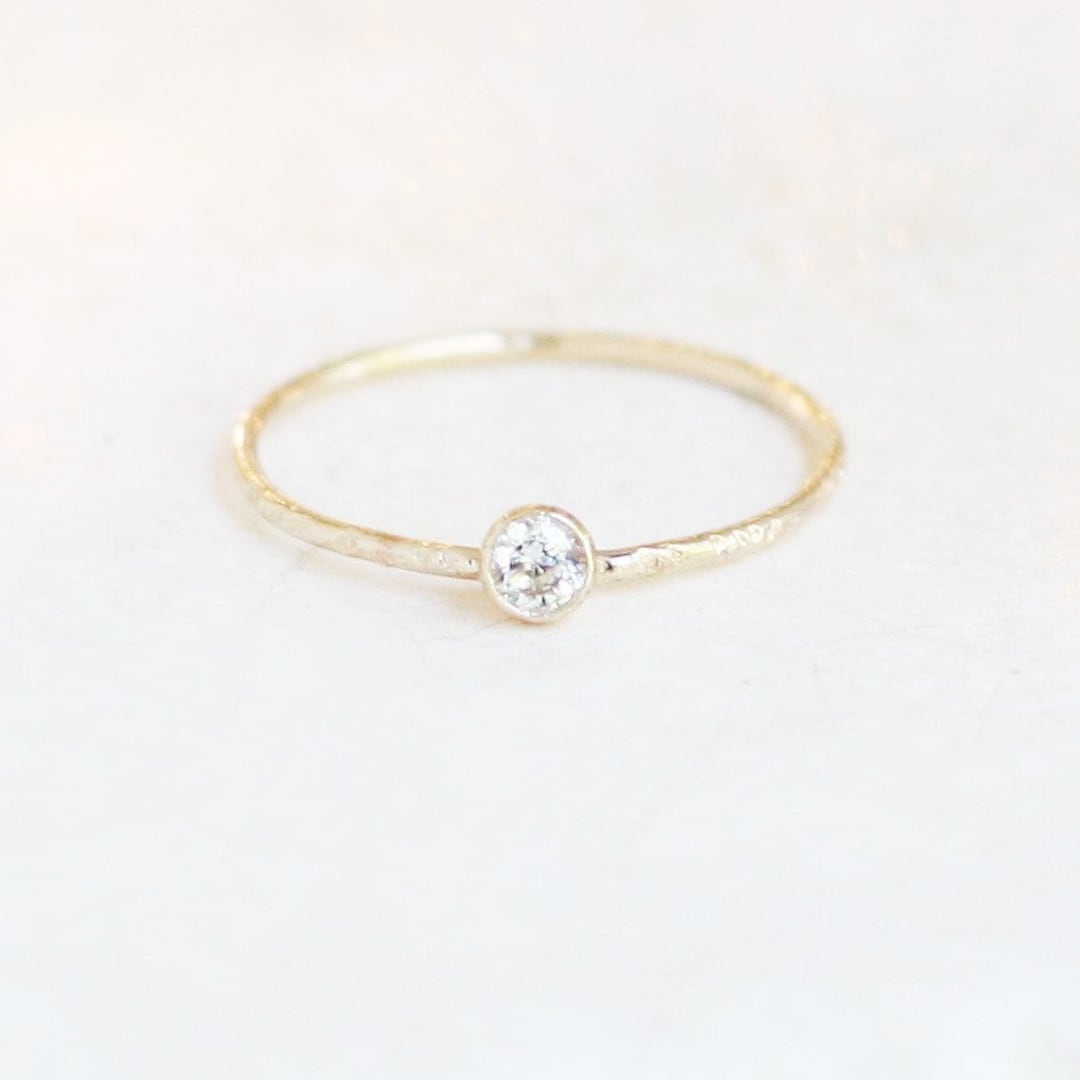 Stackable Gold Ring. Birthstone Ring. ONE Gemstone Ring. STARDUST ...