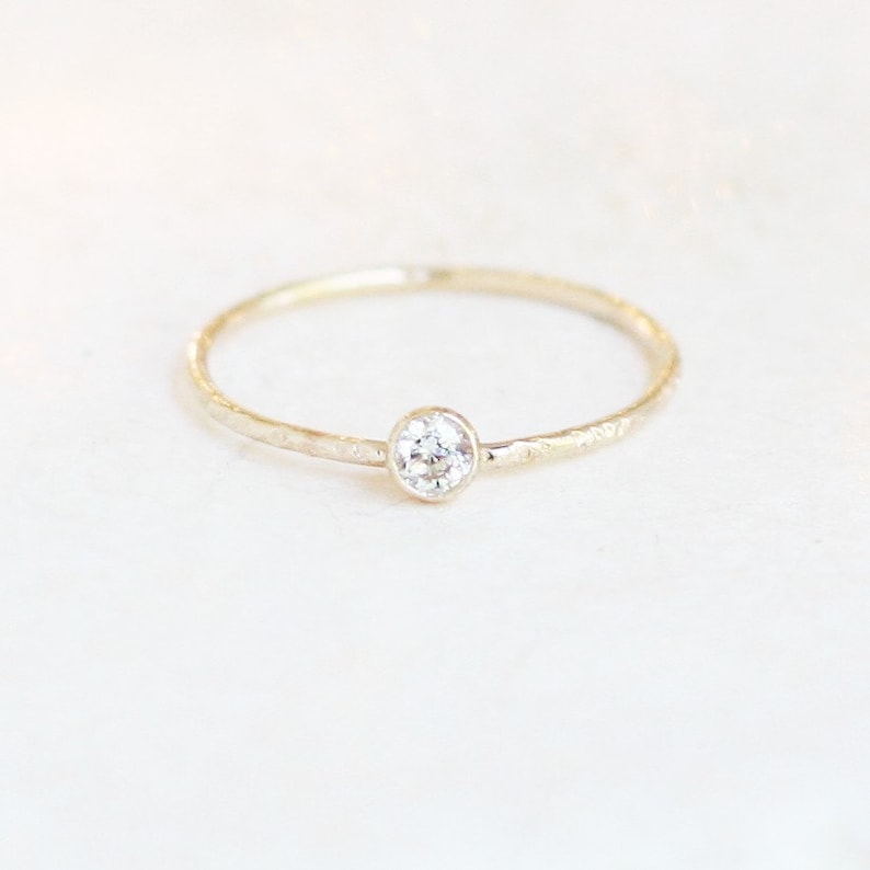 Stackable Gold Ring. Birthstone Ring. ONE Gemstone Ring. - Etsy