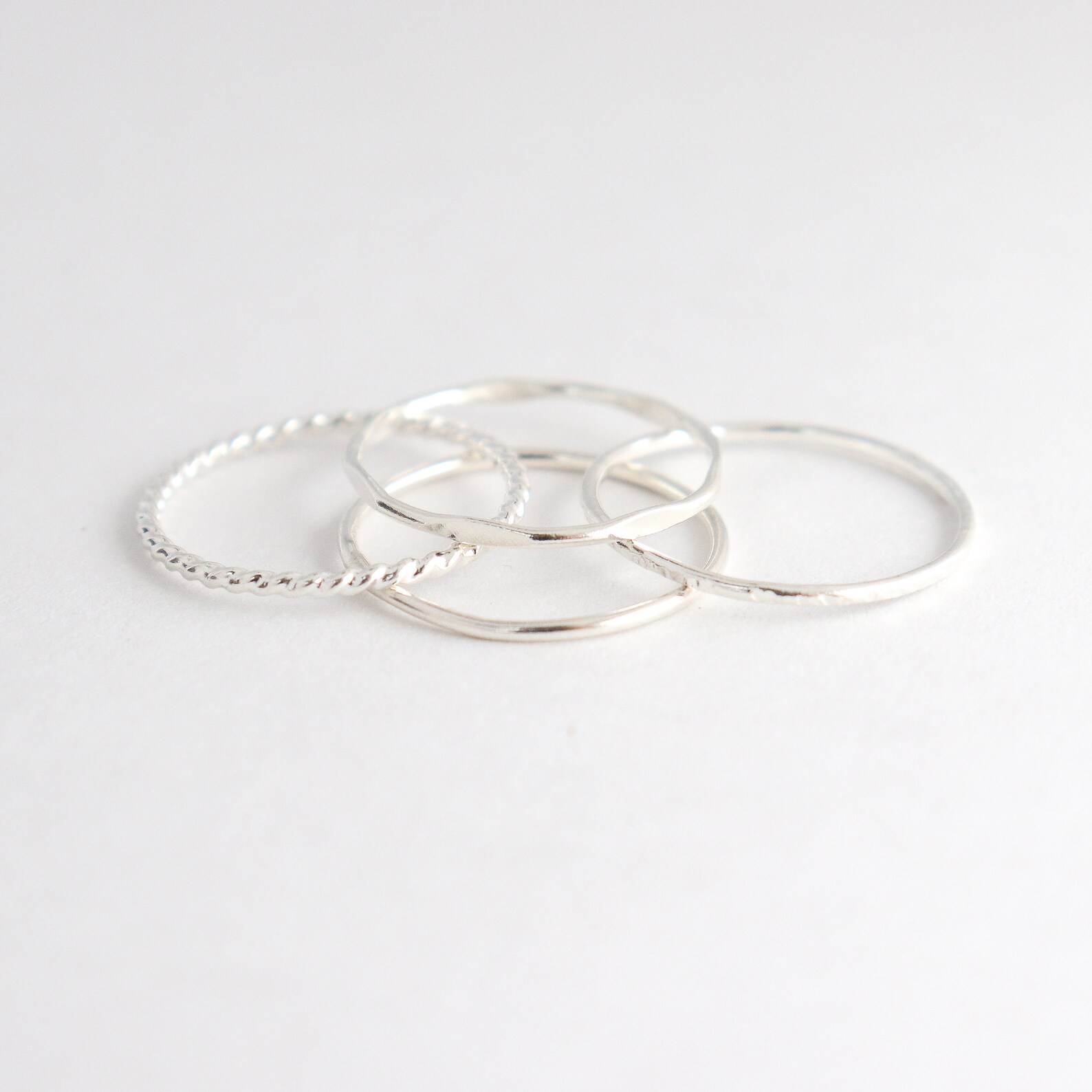 SILVER Stacking Rings. SET of Four Sterling Silver Rings. - Etsy