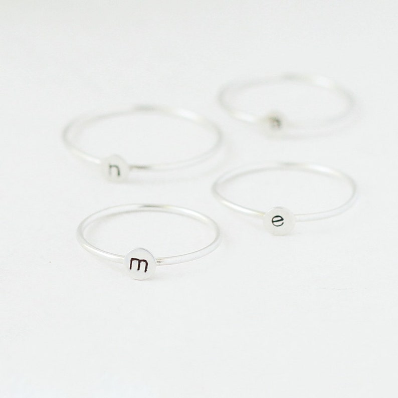 Initial Ring. Personalized Stacking Ring. SILVER Letter Ring. ONE ...