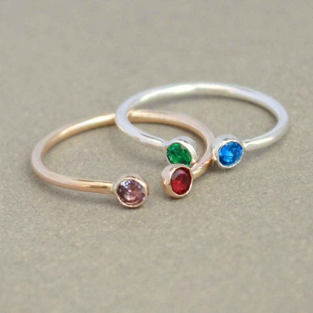 Dual Birthstone Ring. Two Stone Ring. Gemstone Couples Ring. - Etsy