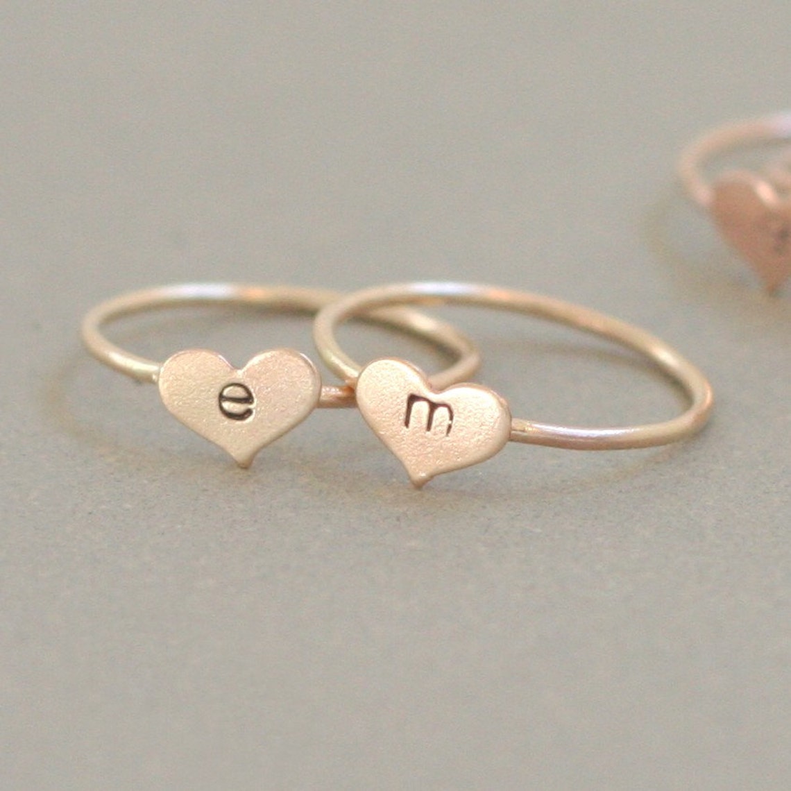 Personalized GOLD Heart Ring. Initial Ring. YELLOW Gold Best - Etsy