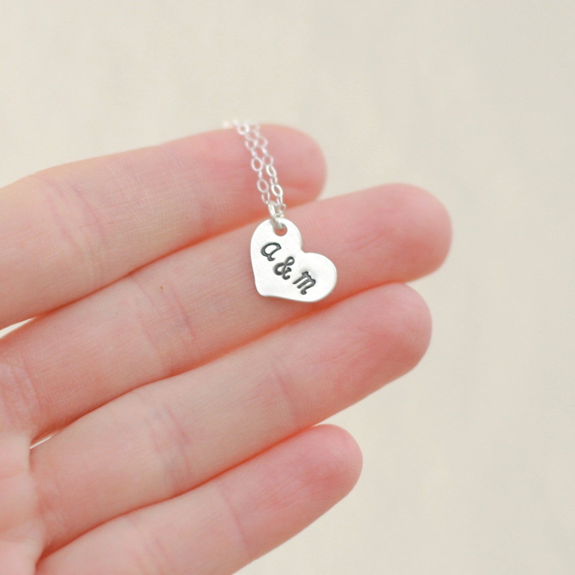 Heart Initial Necklace. Sterling Silver. Two Initials for - Etsy
