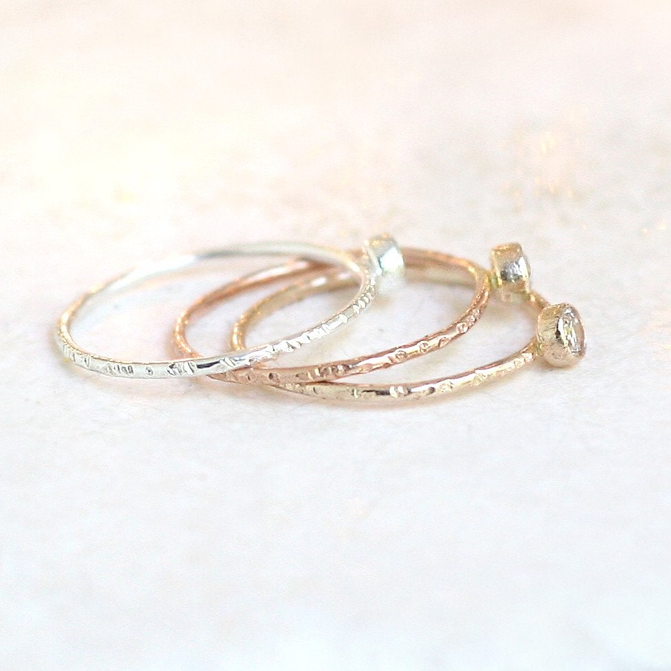 Sterling Silver Stacking Ring. ONE Stackable Diamond Ring. | Etsy
