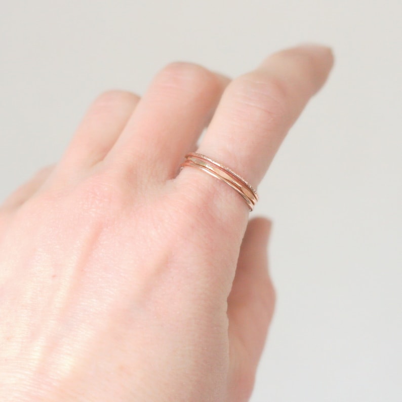 ROSE Gold Stacking Rings. Set of 3 Rose Gold Ring Bands. Boho - Etsy