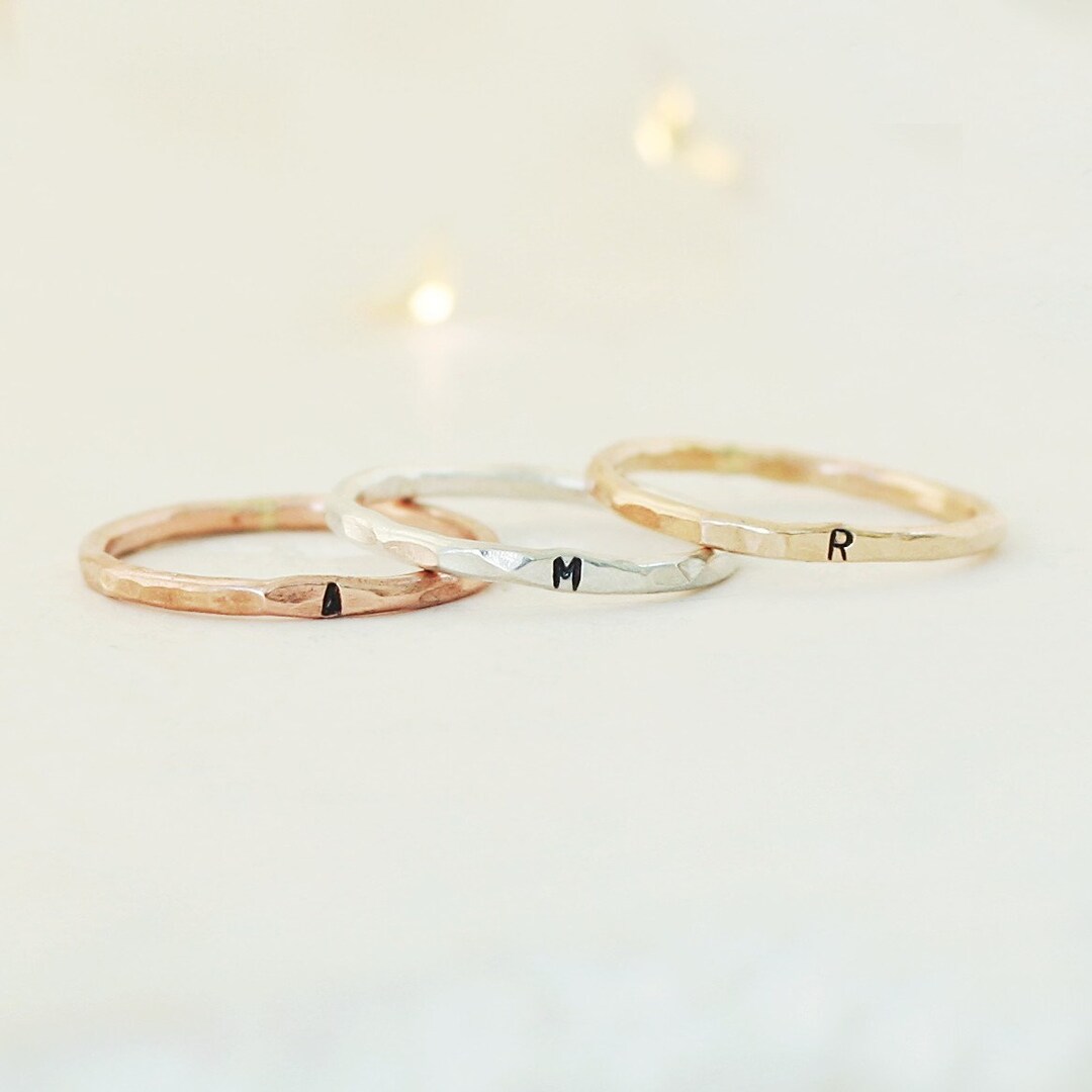 Personalized Ring. Stackable Name Ring. Letter Ring. SILVER, GOLD or ...