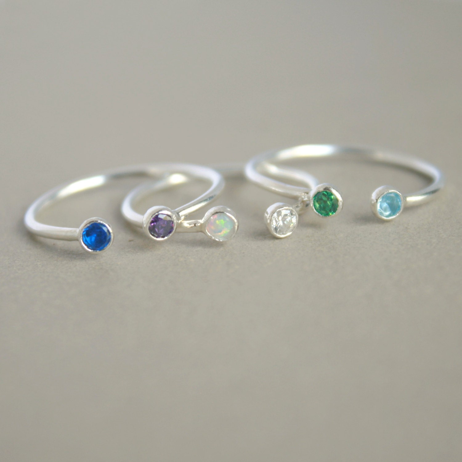 Dual Birthstone Ring. Two Stone Ring. Gemstone Couples Ring. - Etsy