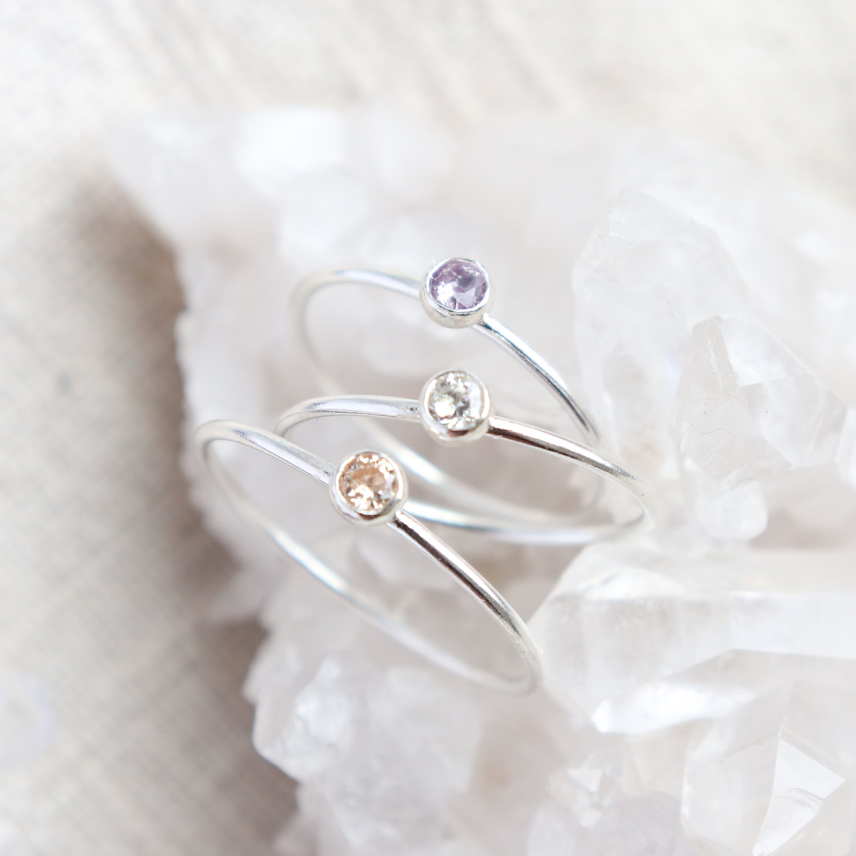 Birthstone Ring. ONE Stackable Birthstone Gemstone Ring. - Etsy Canada