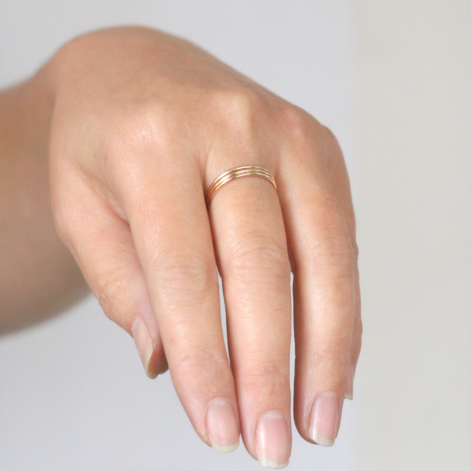 ROSE gold stacking rings set. THREE smooth 14k gold filled | Etsy