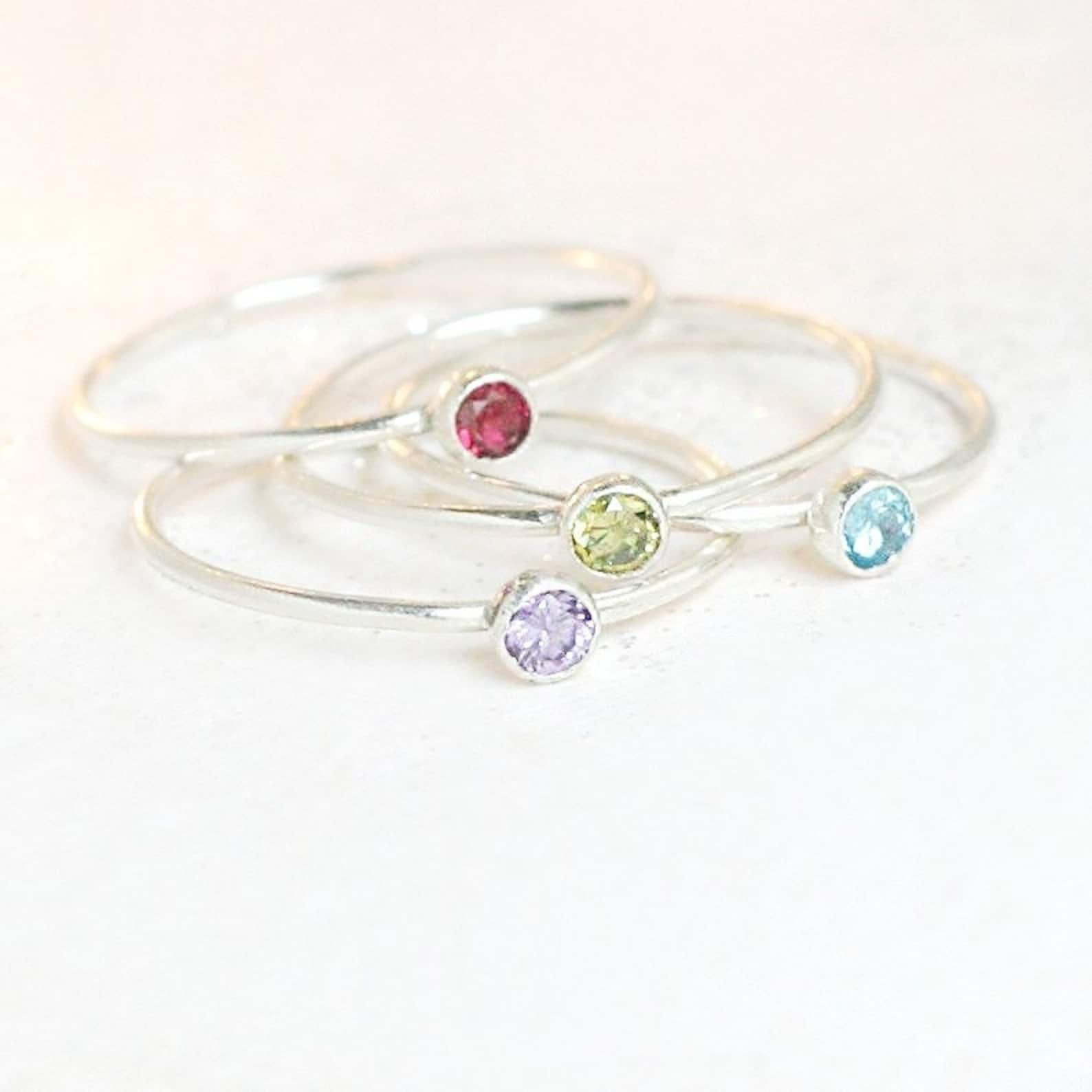 Birthstone Ring. ONE Stackable Birthstone Gemstone Ring. - Etsy Birthstone Ring. ONE Stackable Birthstone Gemstone Ring. - Etsy
