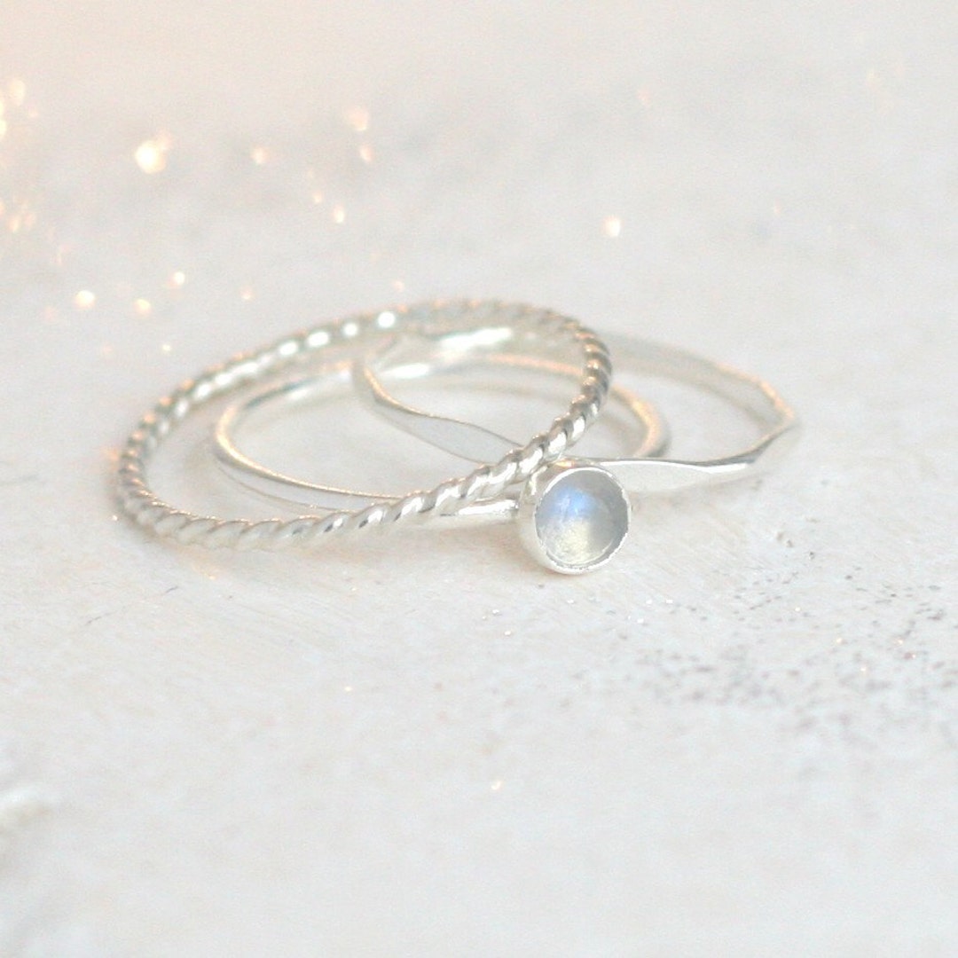 Moonstone Stacking Ring SET / Stackable Rings. Gemstone Ring ...