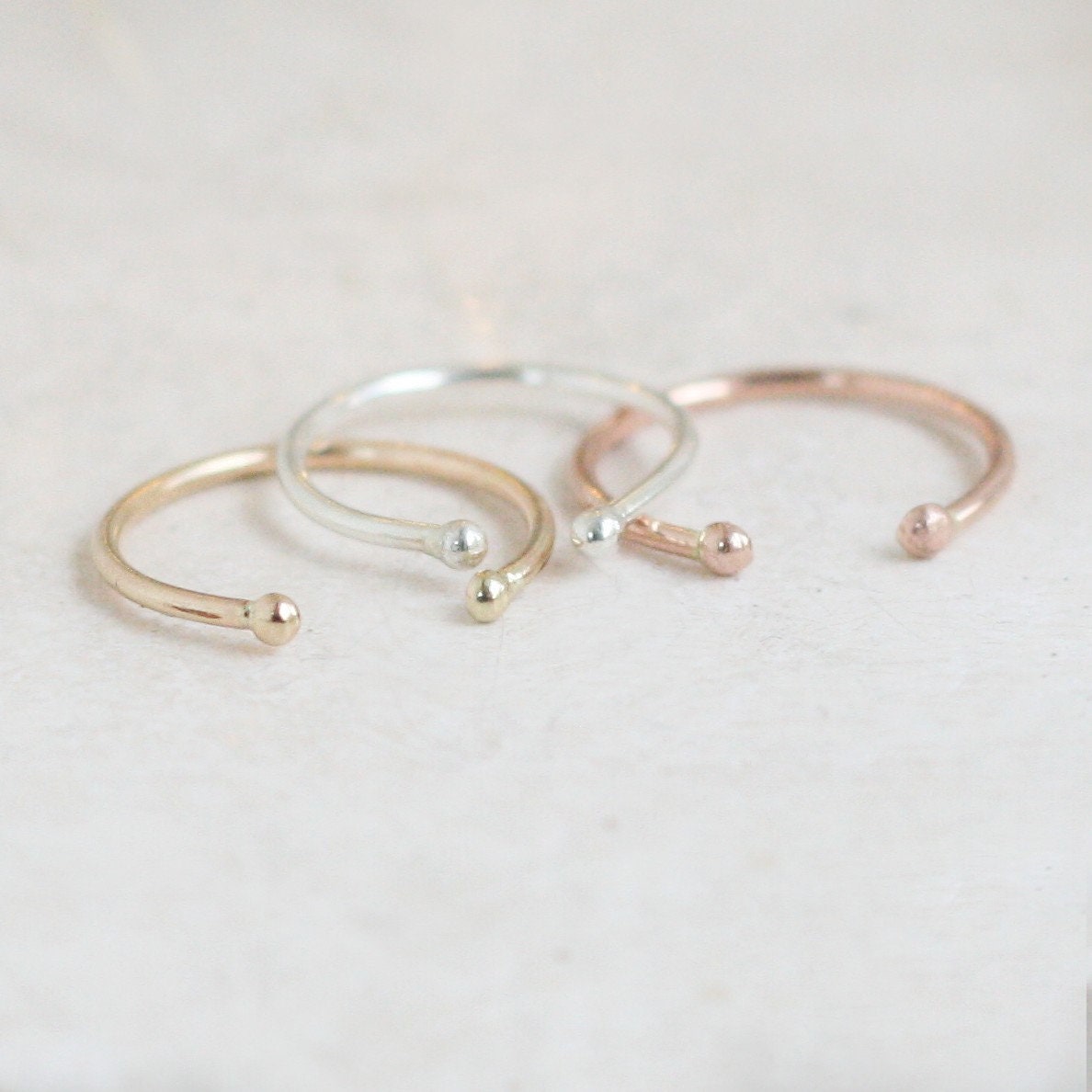 Stacking Ring Set. THREE Rose Gold Yellow GOLD Sterling | Etsy