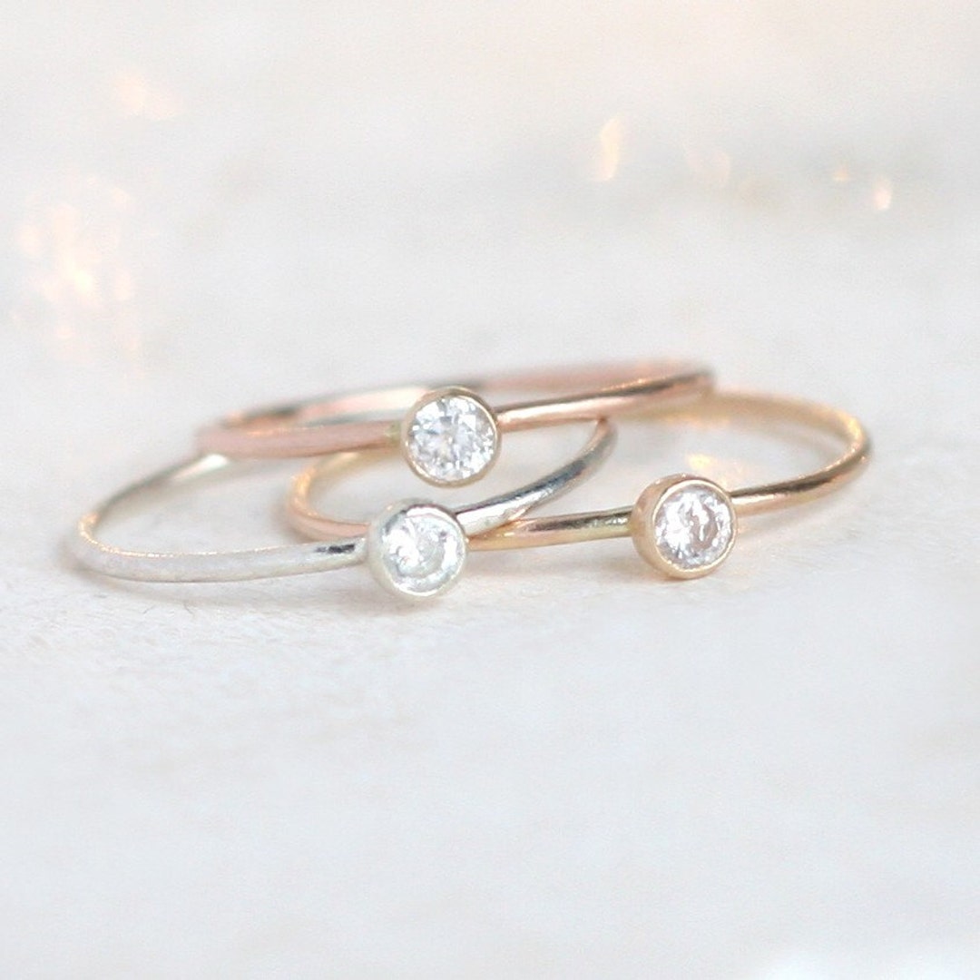 Stacking Ring Set. TRIO of Three Mixed Metal Rings. Gold, Silver, Rose ...