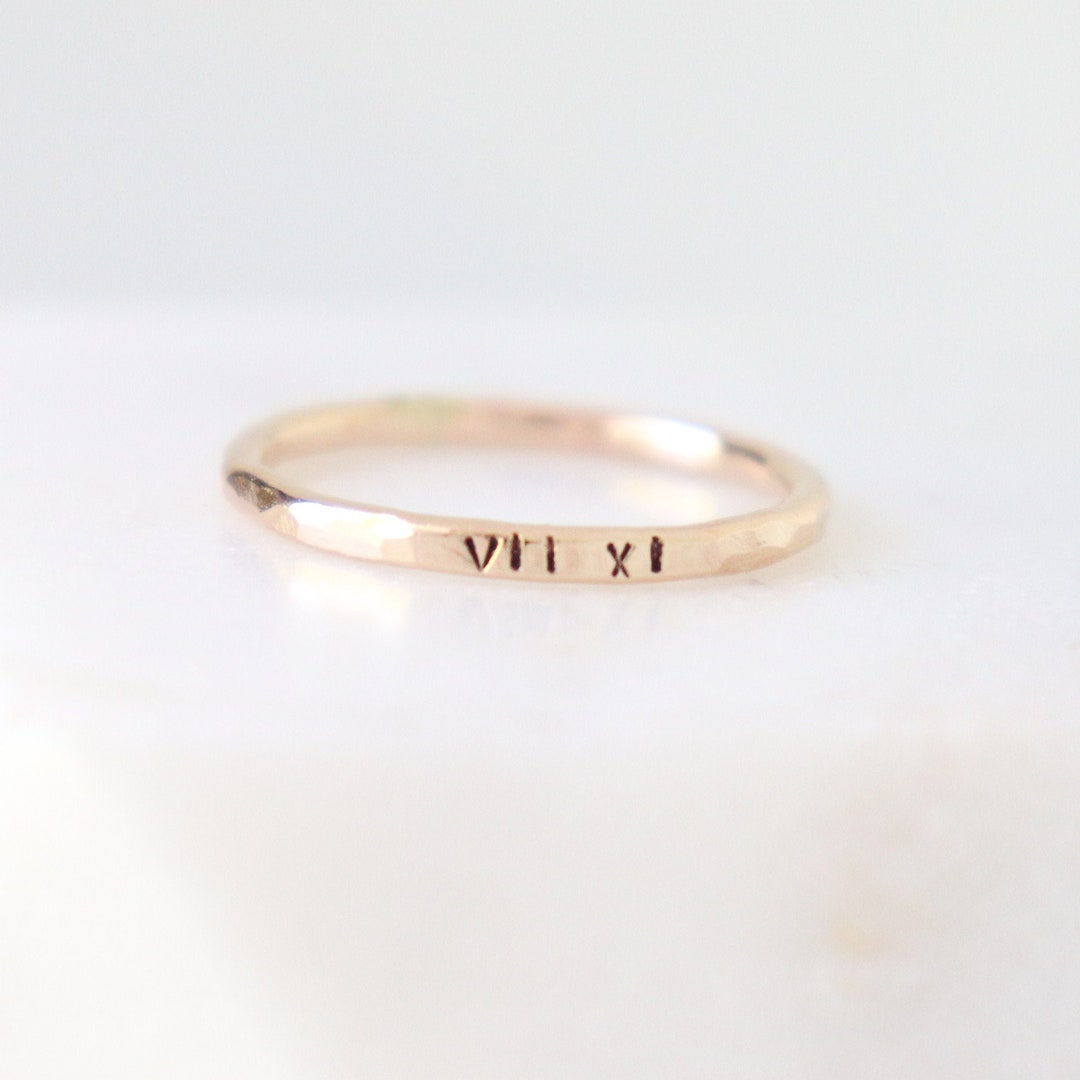 Roman Numeral Custom Date Ring. Personalized Stackable Wedding Day or ...