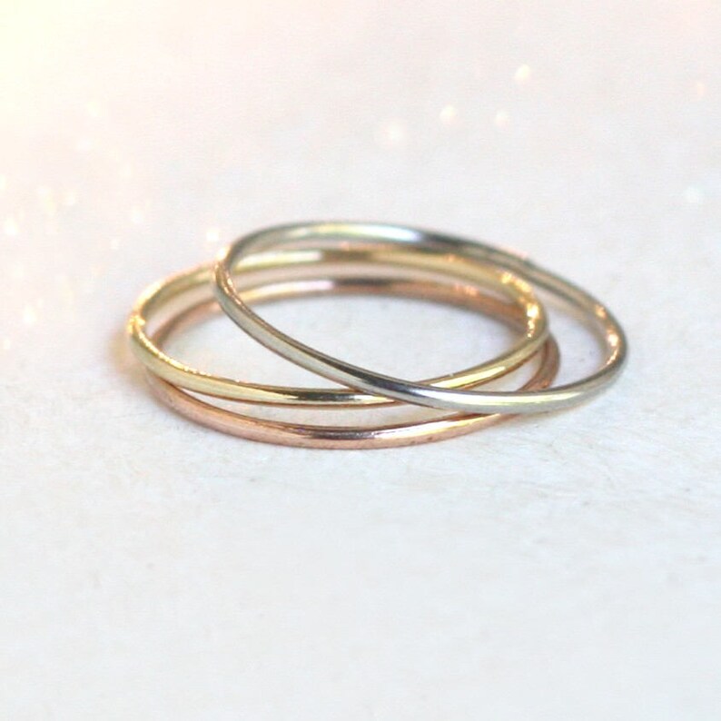 Wedding Band / SOLID 10k / 14k Gold / 1mm Stackable Minimalist ...