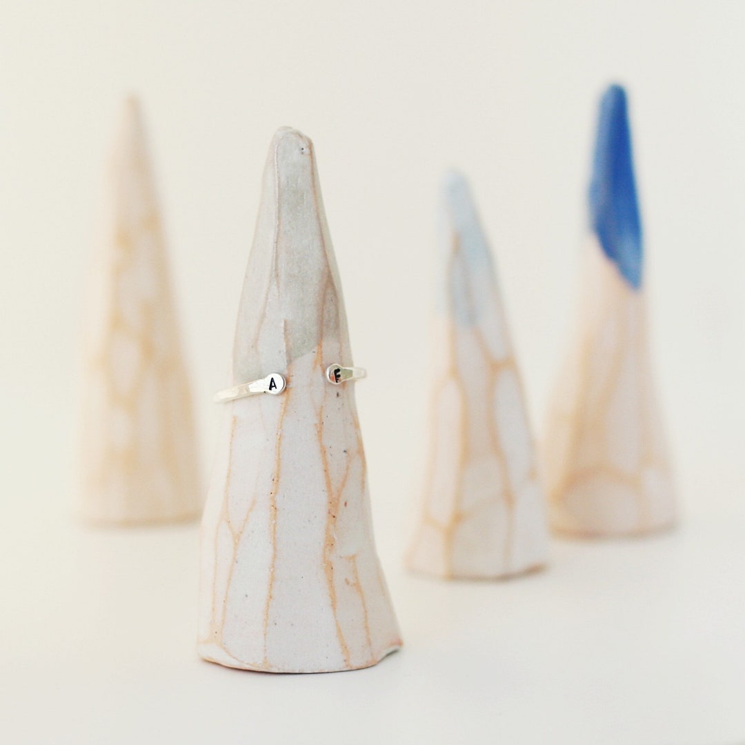 Ring Holder. Ceramic Ring Cone. Geometric Mountain Peak. Ring Dish ...