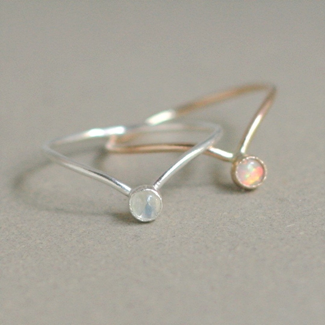 SILVER Chevron Ring. Stackable Ring. Birthstone Ring. Dainty Modern Stack Ring. ONE Minimalist ...