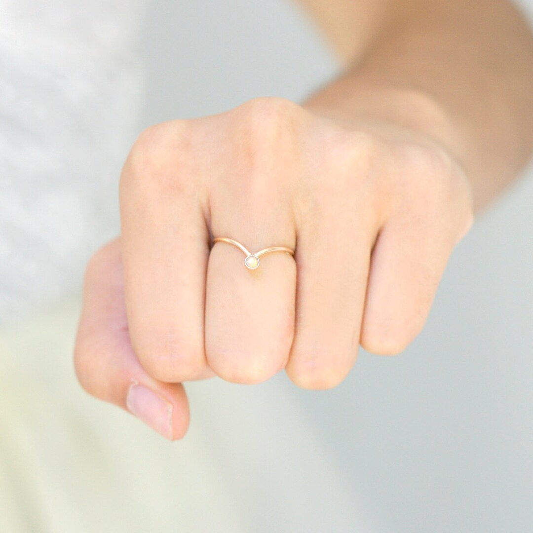 Stackable Ring. GOLD Chevron Ring. Birthstone Ring. Stack Ring. ONE ...