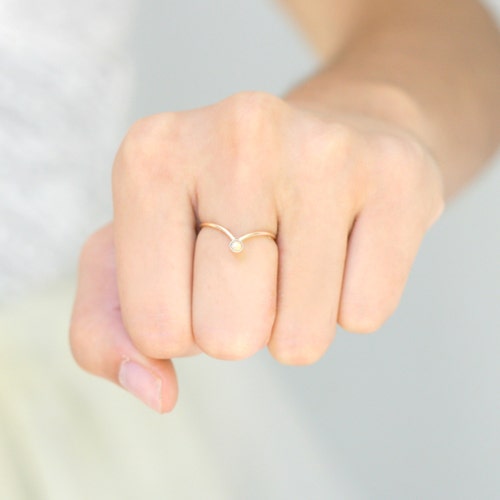 Stackable Ring. GOLD Chevron Ring. Birthstone Ring. Stack | Etsy