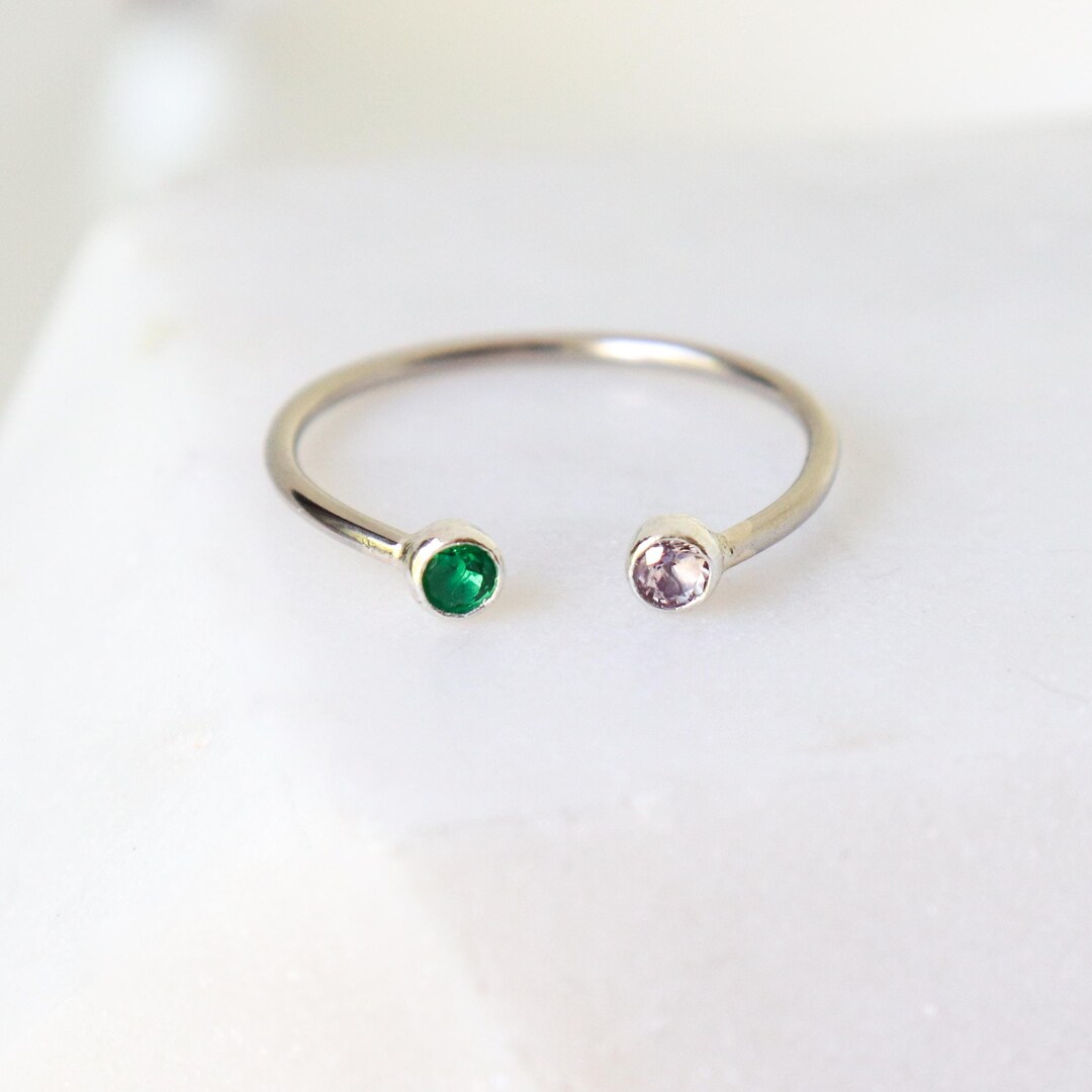 Dual Birthstone Ring. Two Stone Ring. Gemstone Couples Ring. Sterling ...