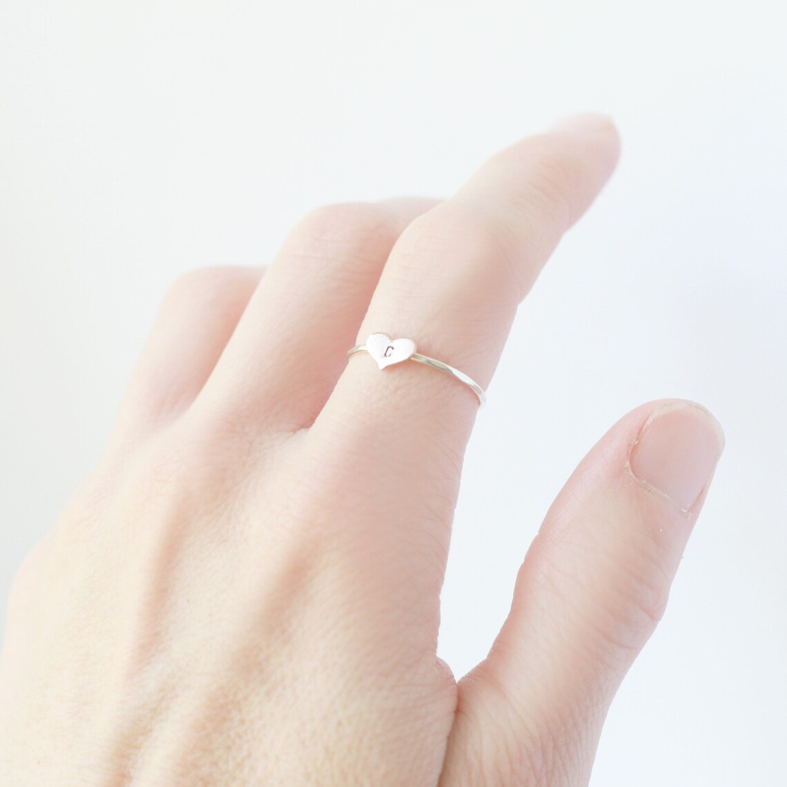 Personalized GOLD Heart Ring. Initial Ring. YELLOW Gold Best - Etsy