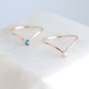 Stackable Ring. GOLD Chevron Ring. Birthstone Ring. Stack Ring. ONE Modern Minimalist Stackable ...