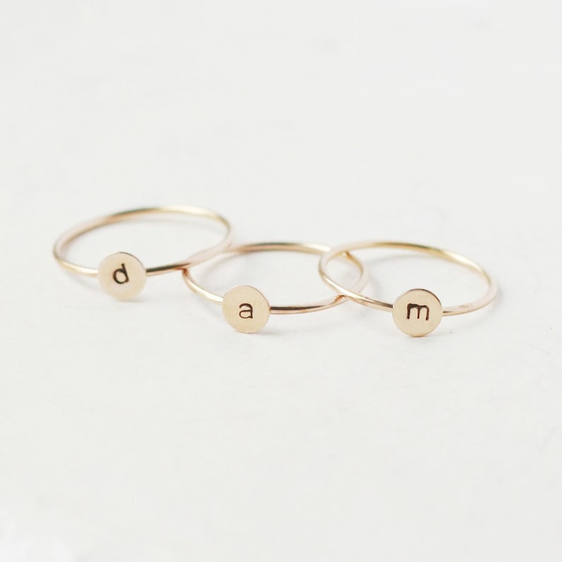 Initial Ring. Gold Monogram Stacking Ring. Personalized - Etsy