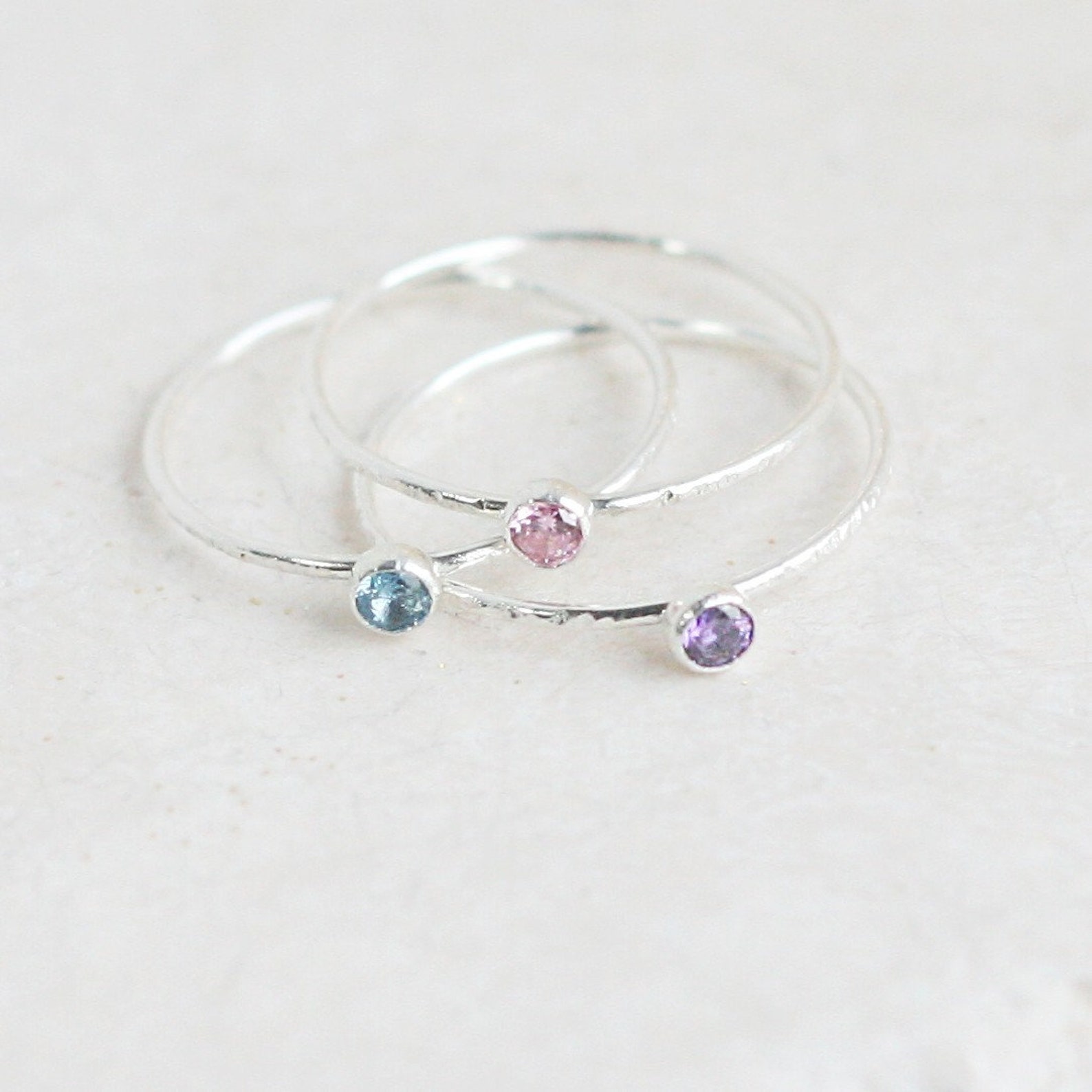 Sterling Silver Stacking Ring. ONE Stackable Diamond Ring. - Etsy