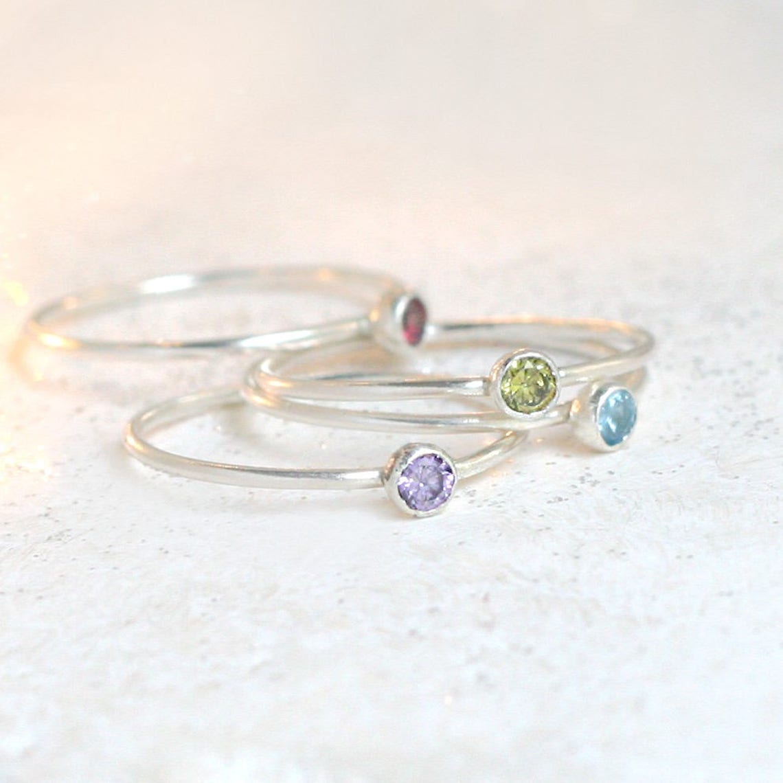 Birthstone ring. ONE stackable birthstone gemstone ring. | Etsy Birthstone ring. ONE stackable birthstone gemstone ring. | Etsy