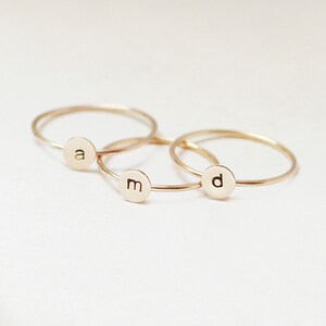 Initial Ring. Gold Monogram Stacking Ring. Personalized Initial Jewelry. Stamped Letter Ring ...