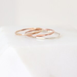 Gold, Rose or Silver Stacking Ring. ONE Hammered Stackable Ring. Gold ...