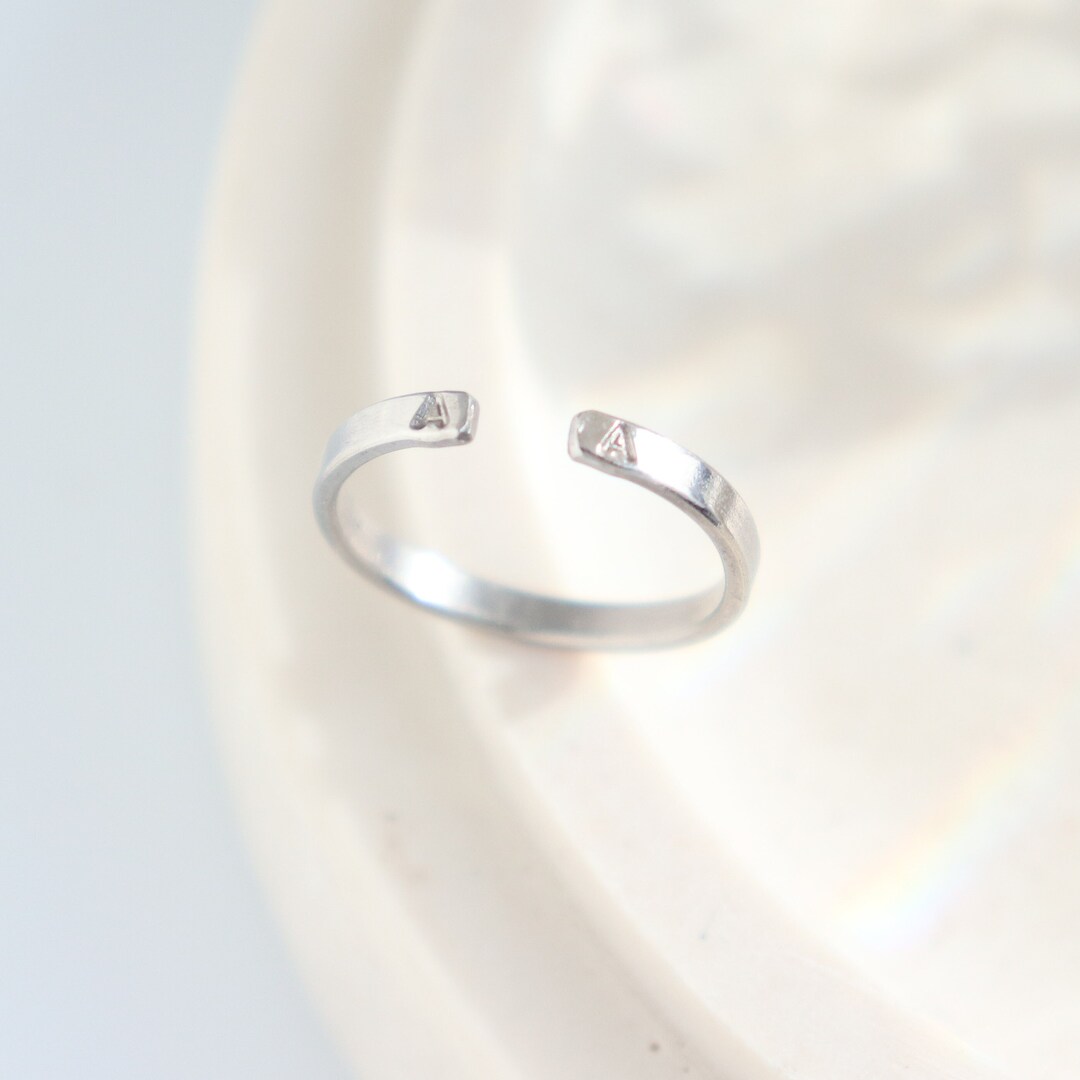 PLATINUM Personalized Wedding Band. Custom Initials Stackable Wedding ...