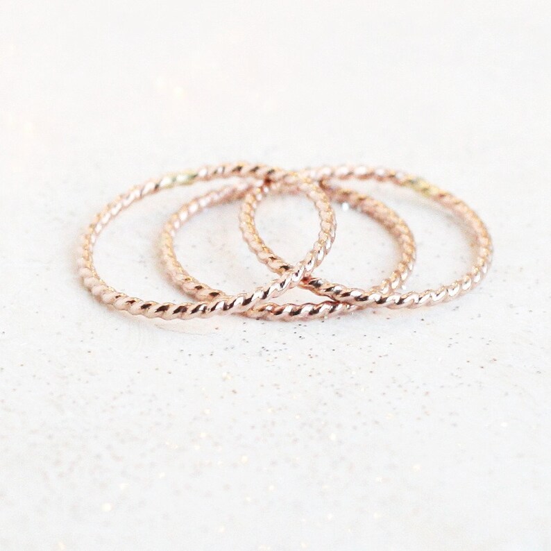 ROSE Gold Stacking Ring. ONE TWIST Stacking Rope Ring. - Etsy