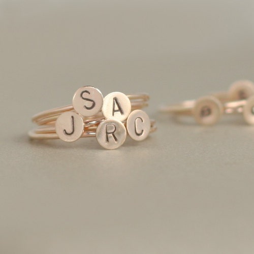 Initial Ring. Gold Monogram Stacking Ring. Personalized - Etsy
